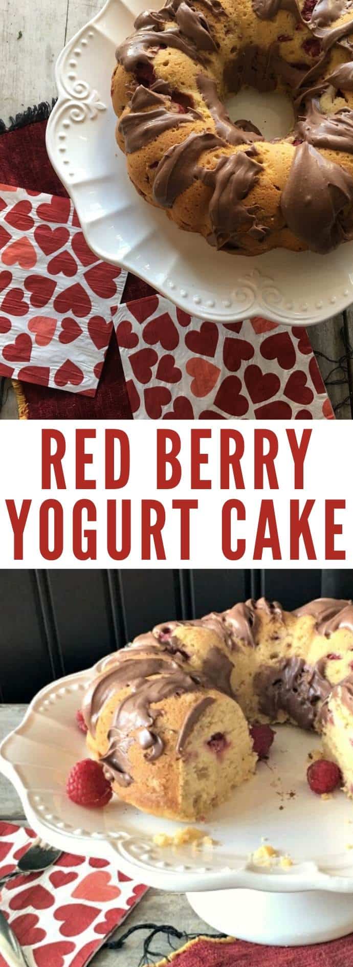 Red Berry Yogurt Bundt Cake with Chocolate Cream Cheese Frosting ...